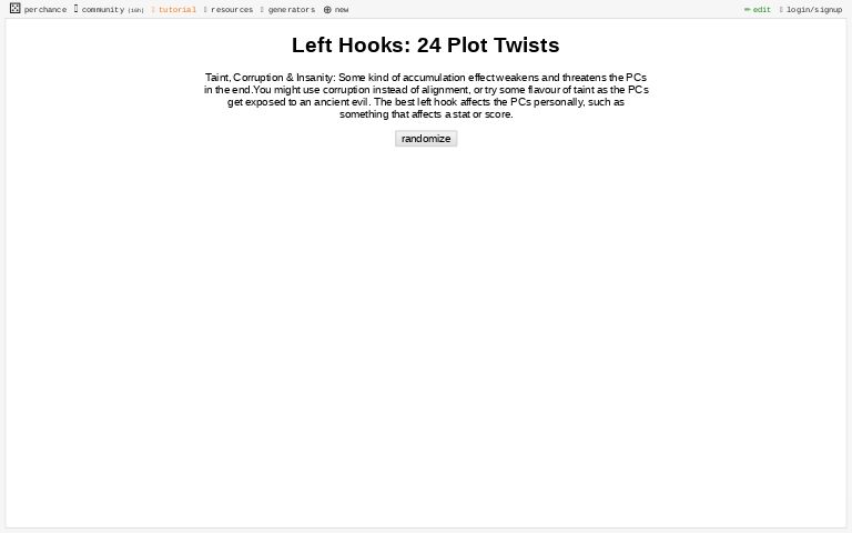 Left Hooks: 24 Plot Twists ― Perchance Generator