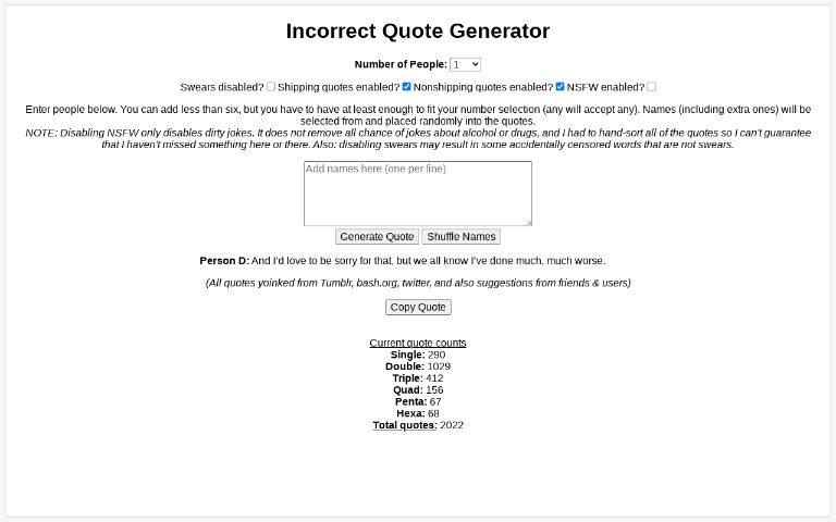 Incorrect Quote Generator