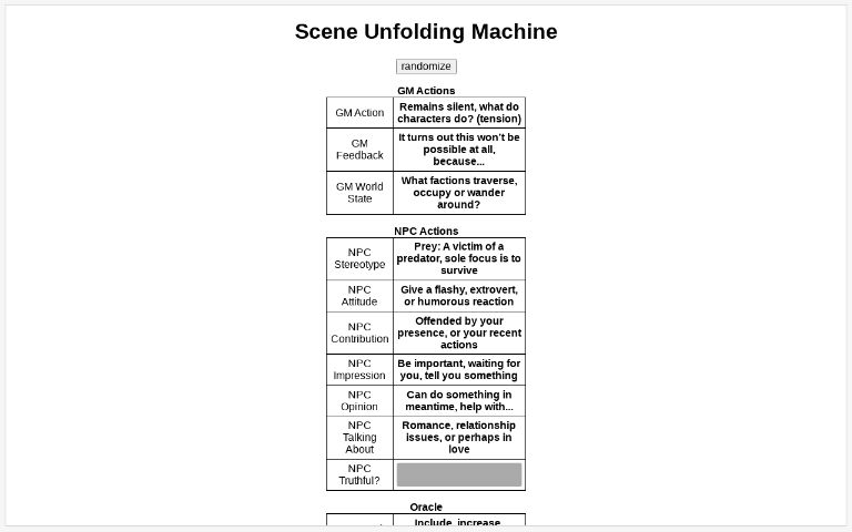 Scene Unfolding Machine ― Perchance Generator