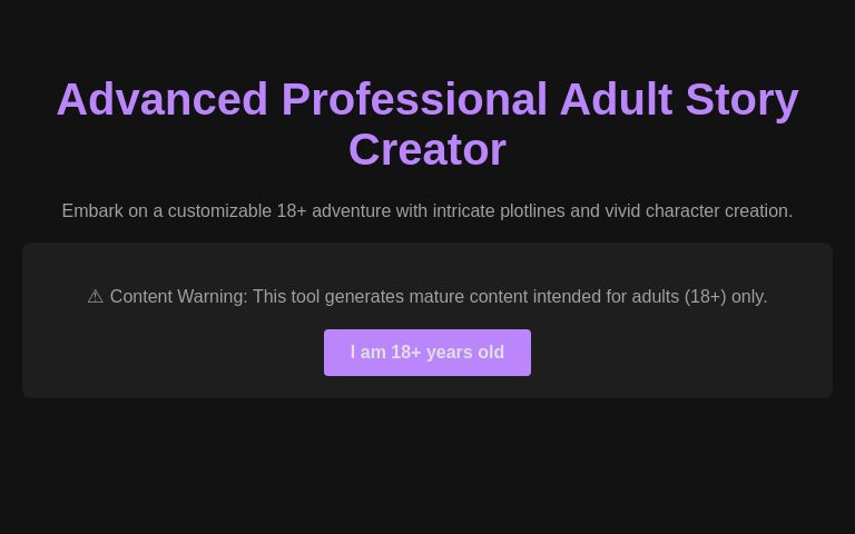 Advanced Professional Adult Story Creator ― Perchance Generator