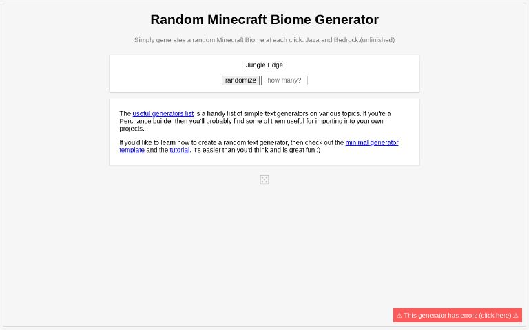 Random Minecraft Biome Generator