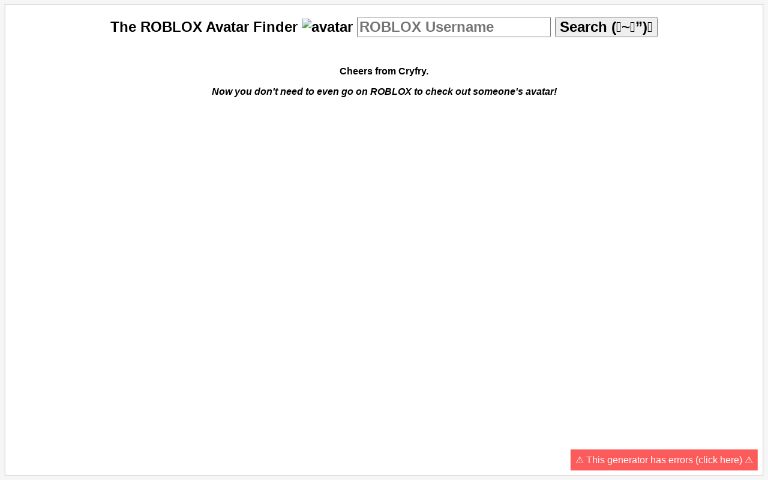 The ROBLOX Avatar Finder ― Perchance Generator