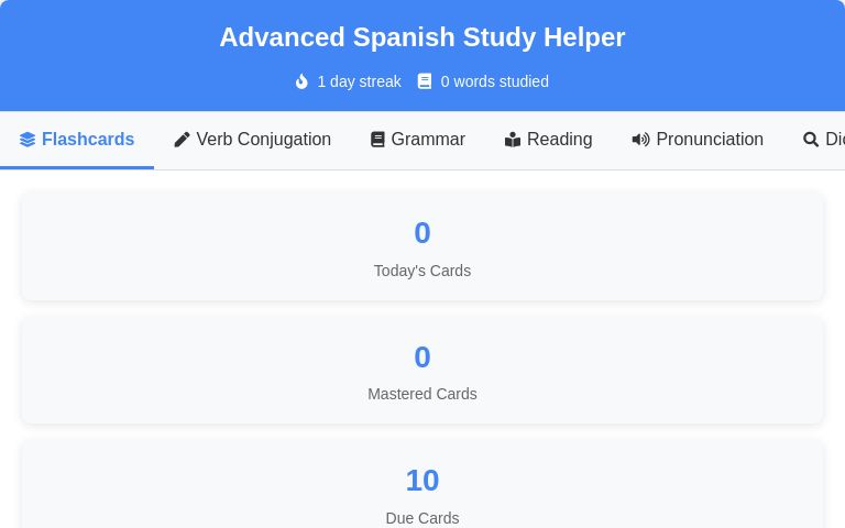 Advanced Spanish Study Helper ― Perchance Generator