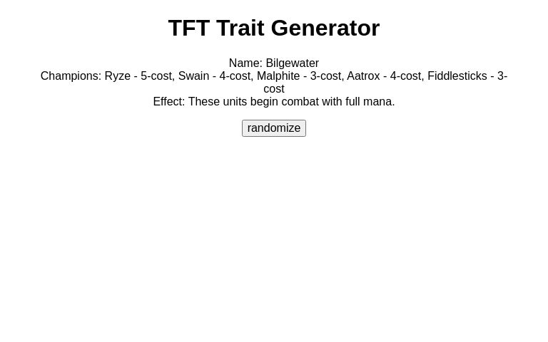 TFT Trait Generator
