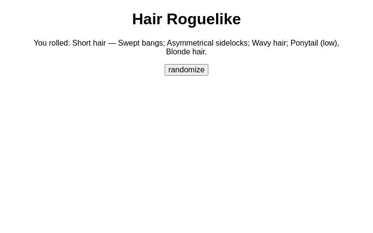 Hair Roguelike ― Perchance Generator