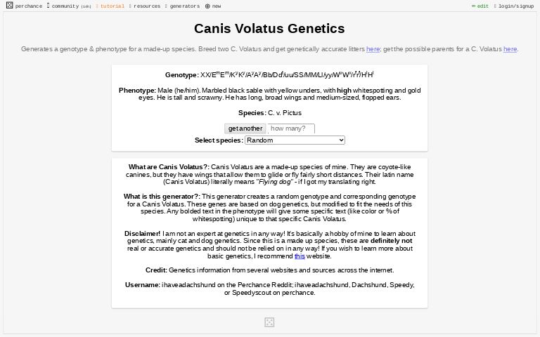 Canis Volatus Genetics ― Perchance Generator