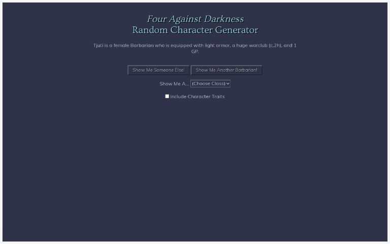 Four Against Darkness Random Character Generator