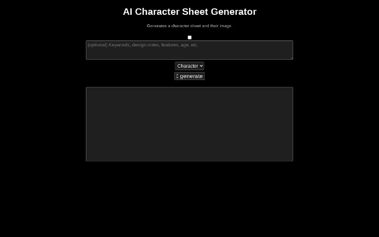 AI Character Sheet Generator