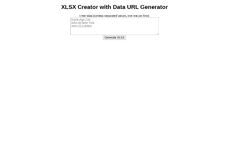 XLSX Creator with Data URL Generator