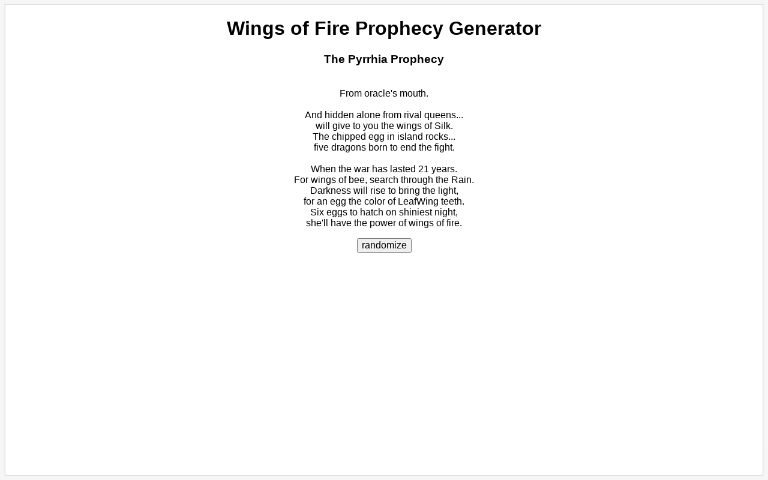 Wings of Fire Prophecy Generator