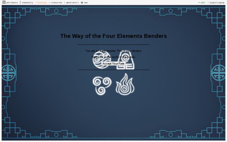 The Way of the Four Elements Benders ― Perchance Generator