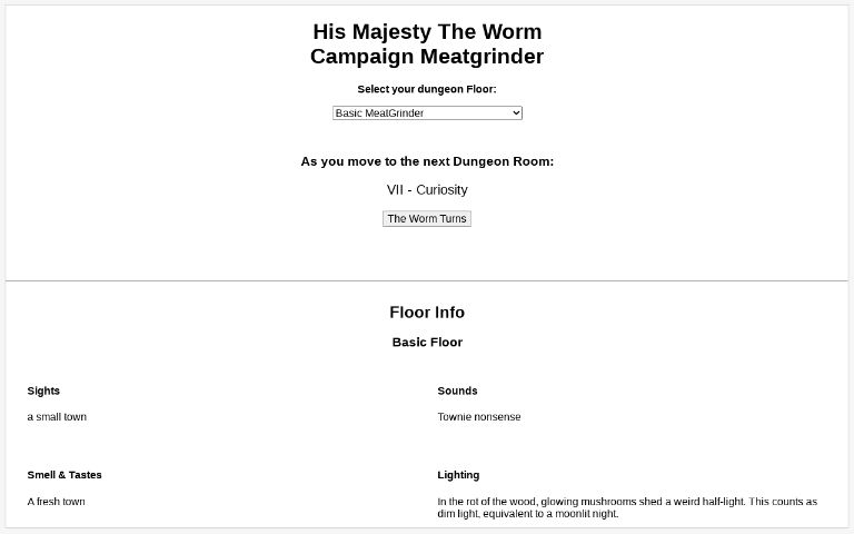 His Majesty The Worm Campaign Meatgrinder ― Perchance Generator