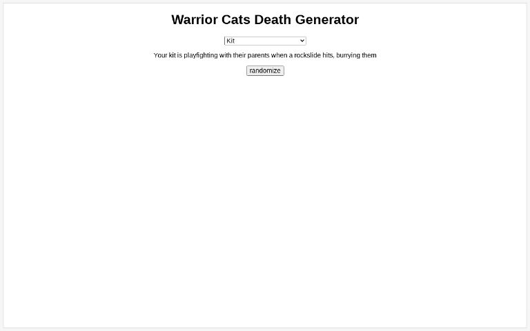 Warrior Cats Death Generator