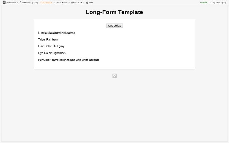 Long-Form Template ― Perchance Generator
