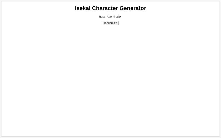Isekai Character Generator