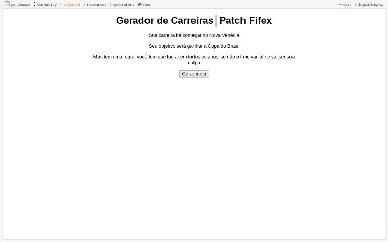 Gerador de Carreiras│Patch Fifex ― Perchance Generator