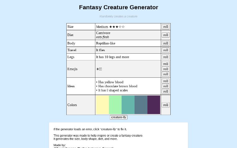 Fantasy Creature Generator