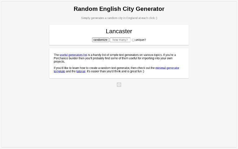 Random English City Generator