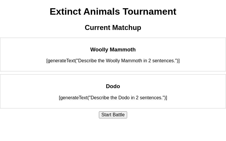 Extinct Animals Tournament ― Perchance Generator