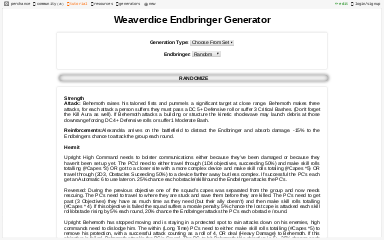 Weaverdice Endbringer Generator