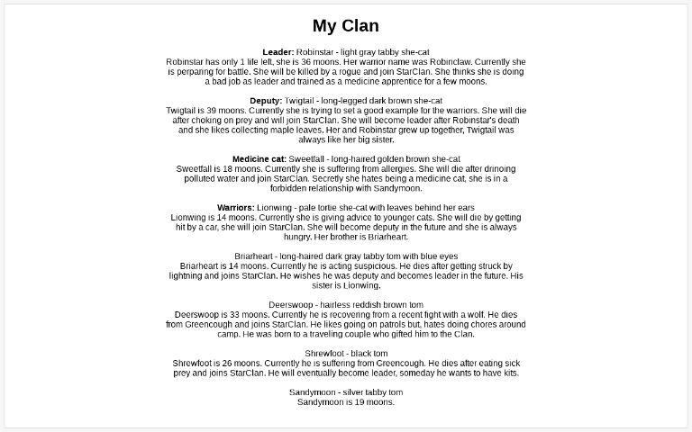 My Clan ― Perchance Generator