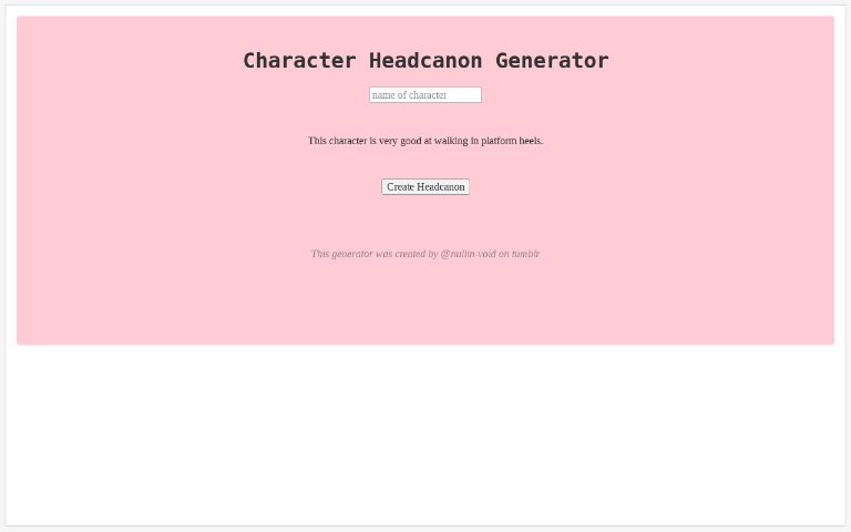 Character Headcanon Generator