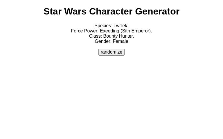 Star Wars Character Generator