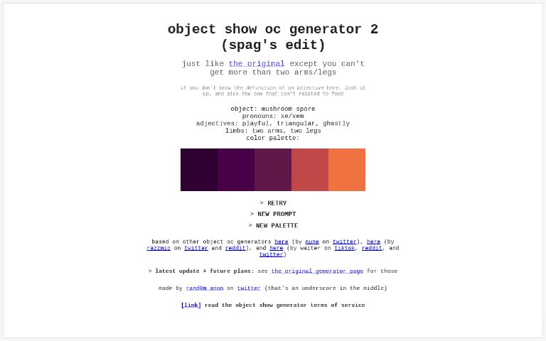 object show oc generator 2 (spag's edit)