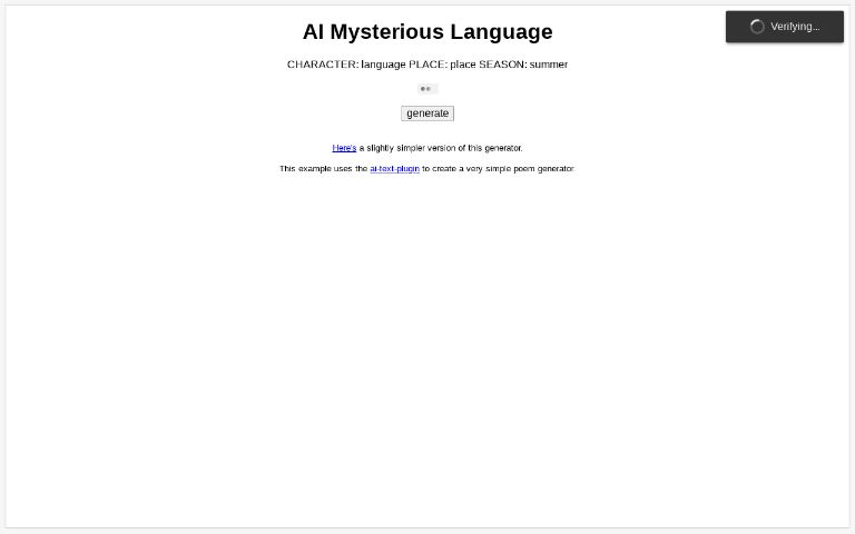 AI Mysterious Language ― Perchance Generator