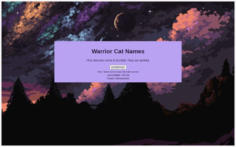 Warrior Cat Names ― Perchance Generator