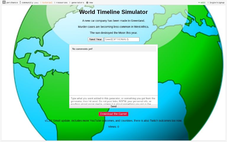 World Timeline Simulator ― Perchance Generator