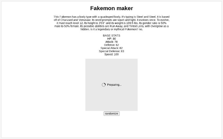 Fakemon maker ― Perchance Generator