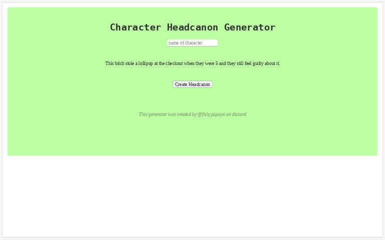 Character Headcanon Generator