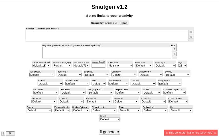 Smutgen v1.2 ― Perchance Generator