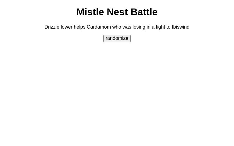 Mistle Nest Battle ― Perchance Generator