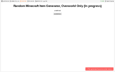 Random Minecraft Item Generator, Overworld Only (In progress)