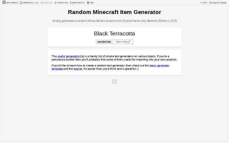 Random Minecraft Item Generator
