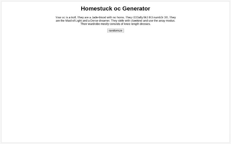 Homestuck oc Generator