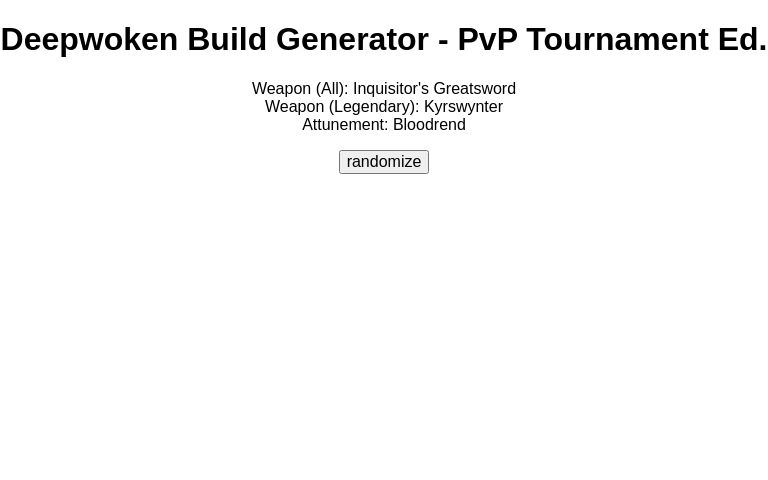 Deepwoken Build Generator - PvP Tournament Ed.