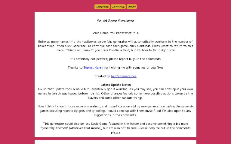 Squid Game Simulator ― Perchance Generator