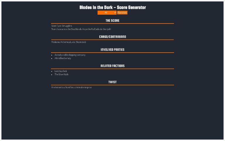 Blades in the Dark - Score Generator
