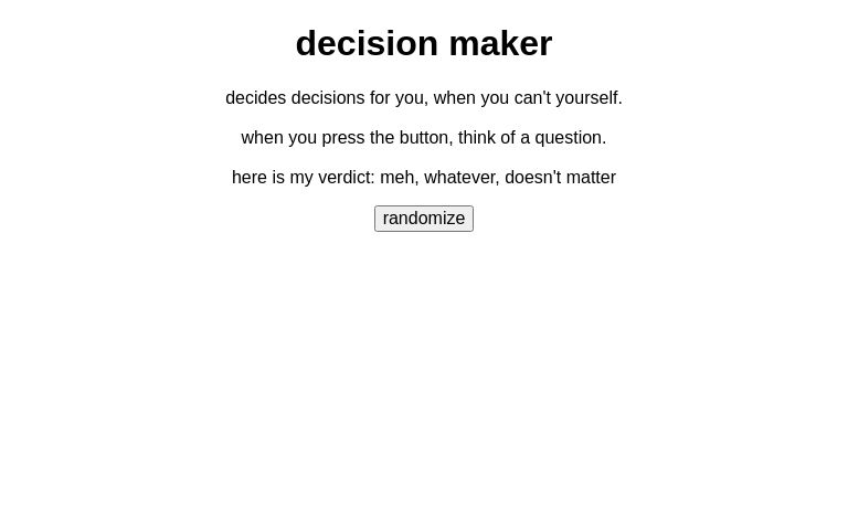 decision maker ― Perchance Generator