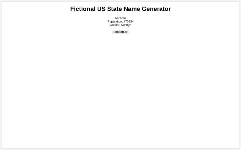 Fictional US State Name Generator
