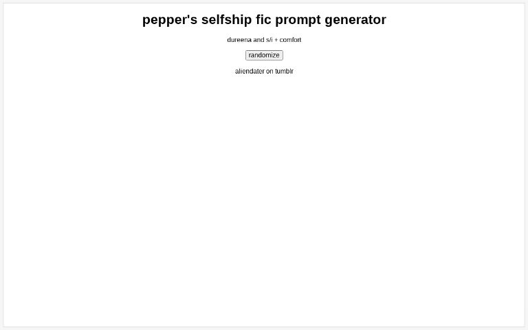 pepper's selfship fic prompt generator
