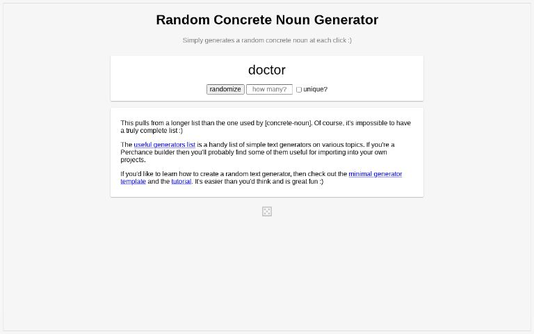 Random Concrete Noun Generator