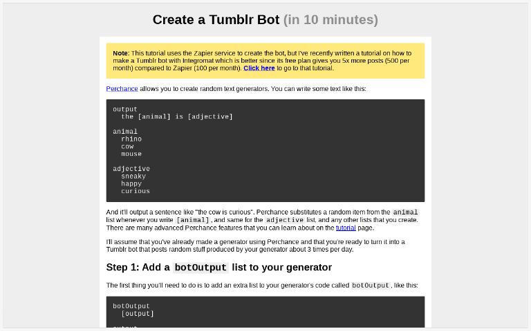 Create a Tumblr Bot (in 10 minutes) ― Perchance Generator
