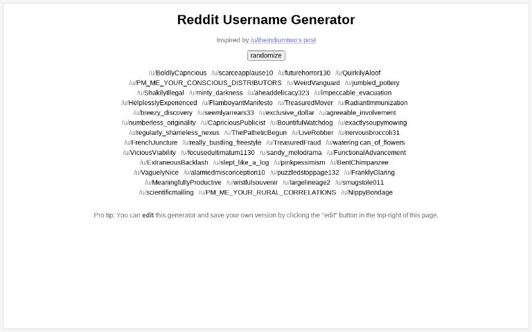 Reddit Username Generator