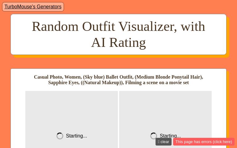 Random Outfit Visualizer, with AI Rating ― Perchance Generator