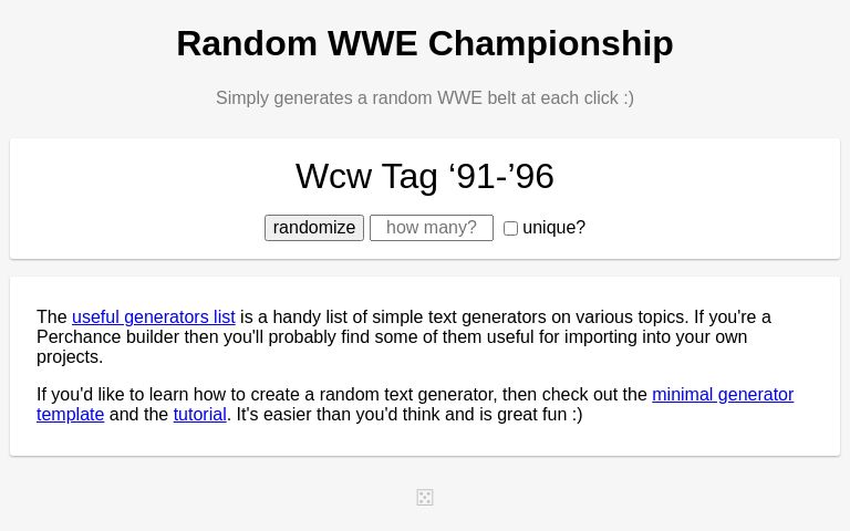 Random WWE Championship ― Perchance Generator