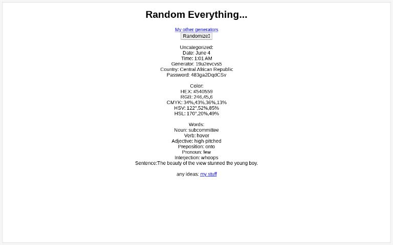 Random Everything... ― Perchance Generator